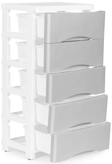 Multistore Regál na kolečkách 5 polic White/ Grey