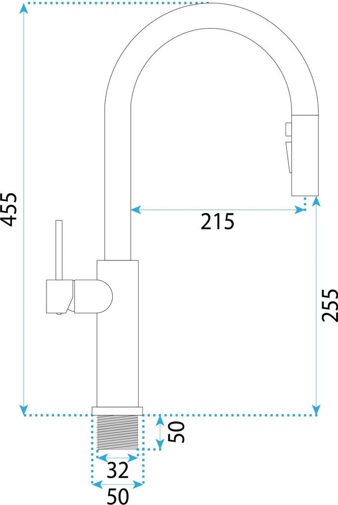 Rea Master, vysoká kuchyňská baterie s výsuvným výtokem, zlatá matná, REA-B7204