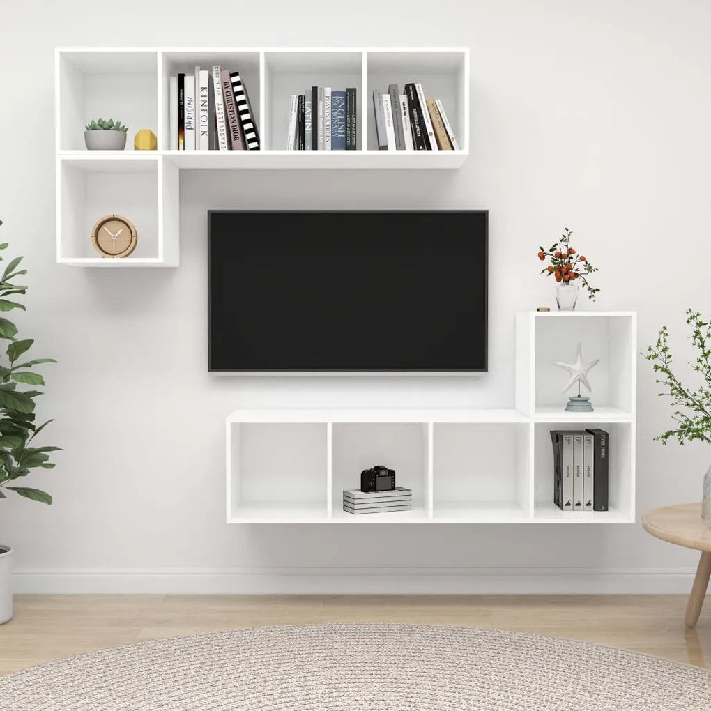 4dílná sada TV skříněk bílá dřevotříska 3079808