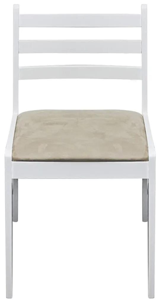 Jídelní židle 2 ks bílé masivní kaučukovníkové dřevo a samet - Default Title
