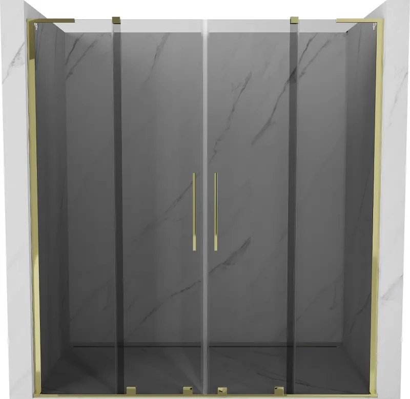 Mexen Velar L Duo, posuvné sprchové dveře do otvoru 170 cm, 8mm šedé sklo, zlatá lesklá, 871-170-003-42-50