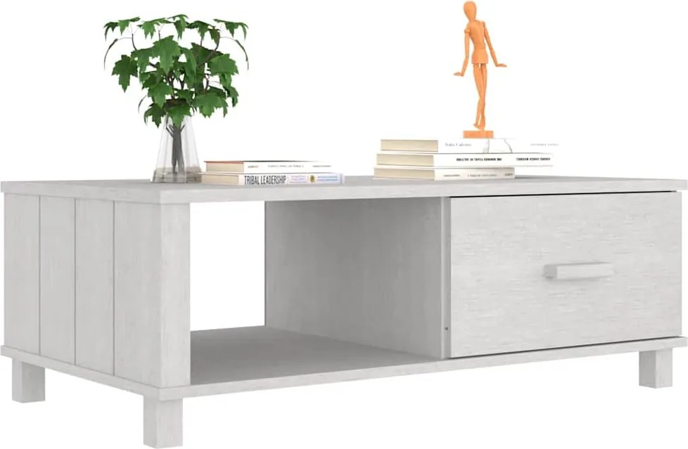 Konferenční stolek HAMAR bílý 100 x 55 x 35 cm masivní borovice 340453