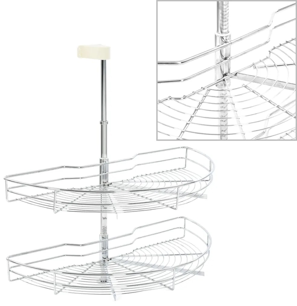 2patrový kuchyňský drátěný koš - stříbrný - 180 stupňů | 75 cm