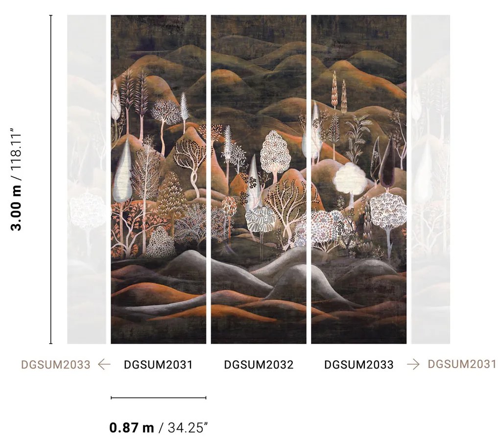 Vliesová obrazová tapeta s krajinou a stromy, DGSUM2032, Summer, Khroma by Masureel