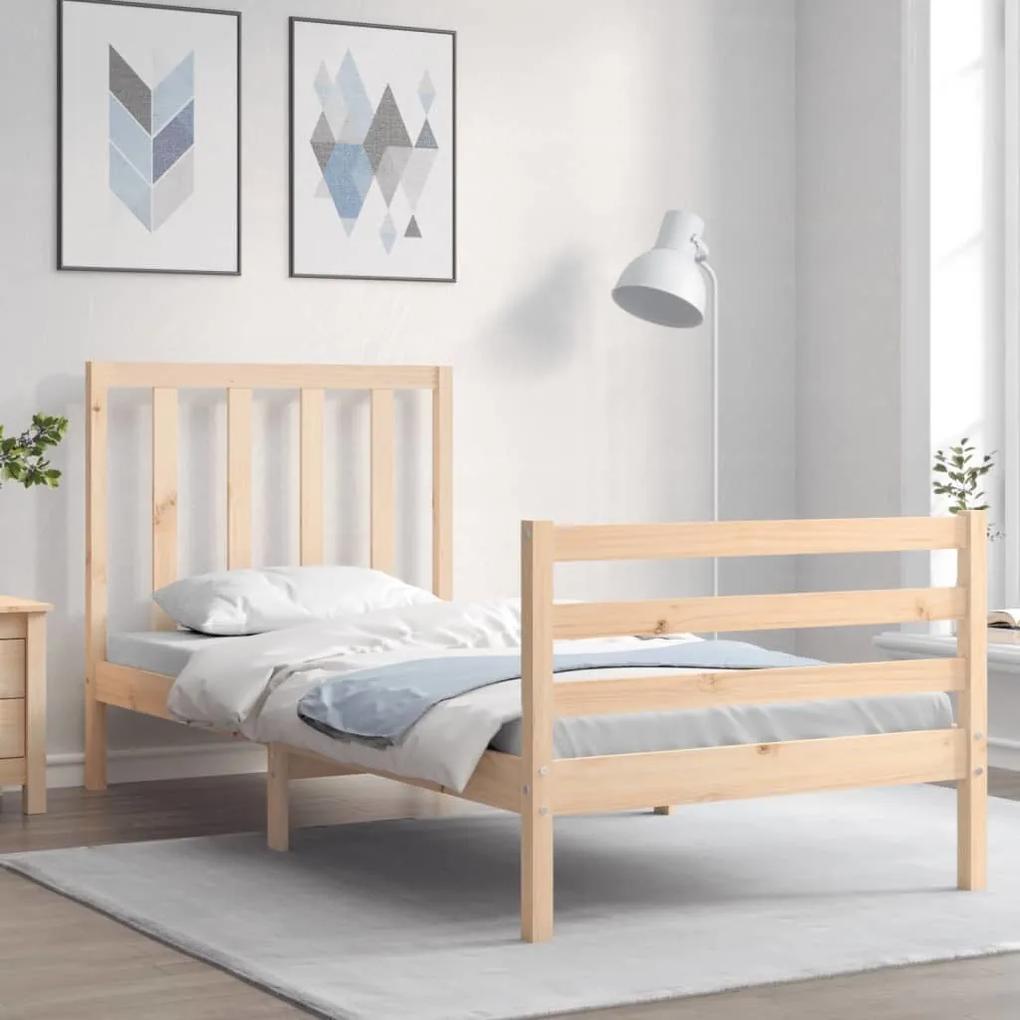 vidaXL Rám postele s čelem 100 x 200 cm masivní dřevo [3193782] Barva: Přírodní