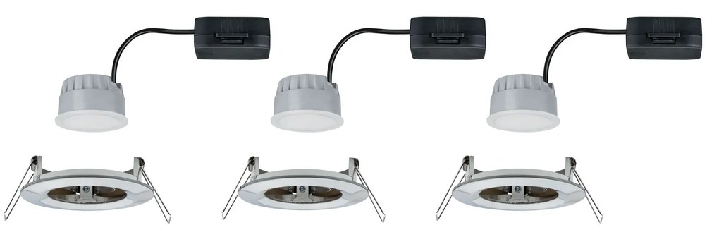 Paulmann 93494 LED Coin Nova round, set kulatých bodovek v úpravě broušená ocel, LED 3x6,5W 2700K tříkrokové stmívání, prům. 7,8cm