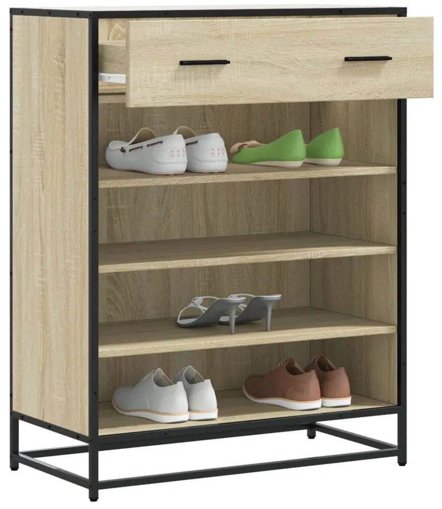 Botník dub sonoma 75 x 38 x 97,5 cm kompozitní dřevo a kov 3300876