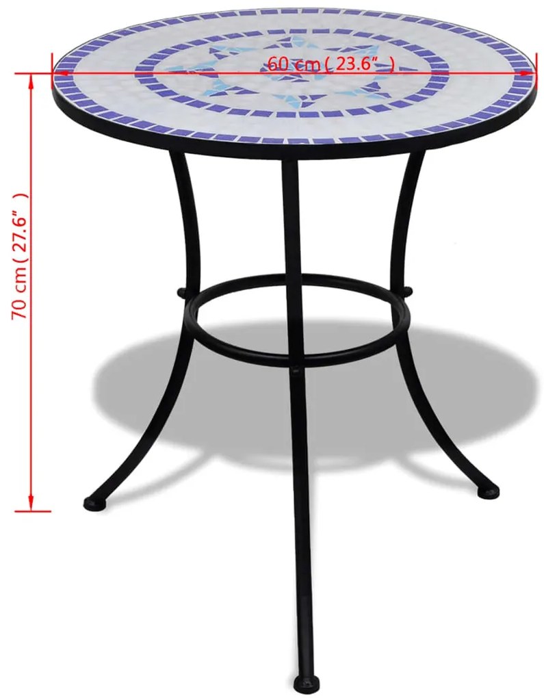 vidaXL Marketos Bistro stolek modrý a bílý 60 cm mozaika