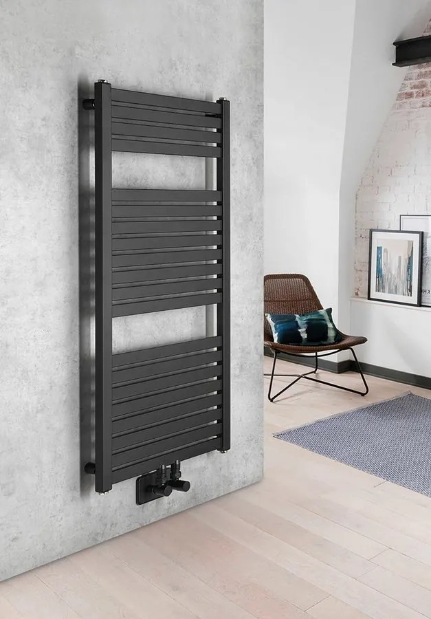 Aqualine Aqualine, TONDI topné těleso 450x970 mm, středové připojení, černá matná, DT456T