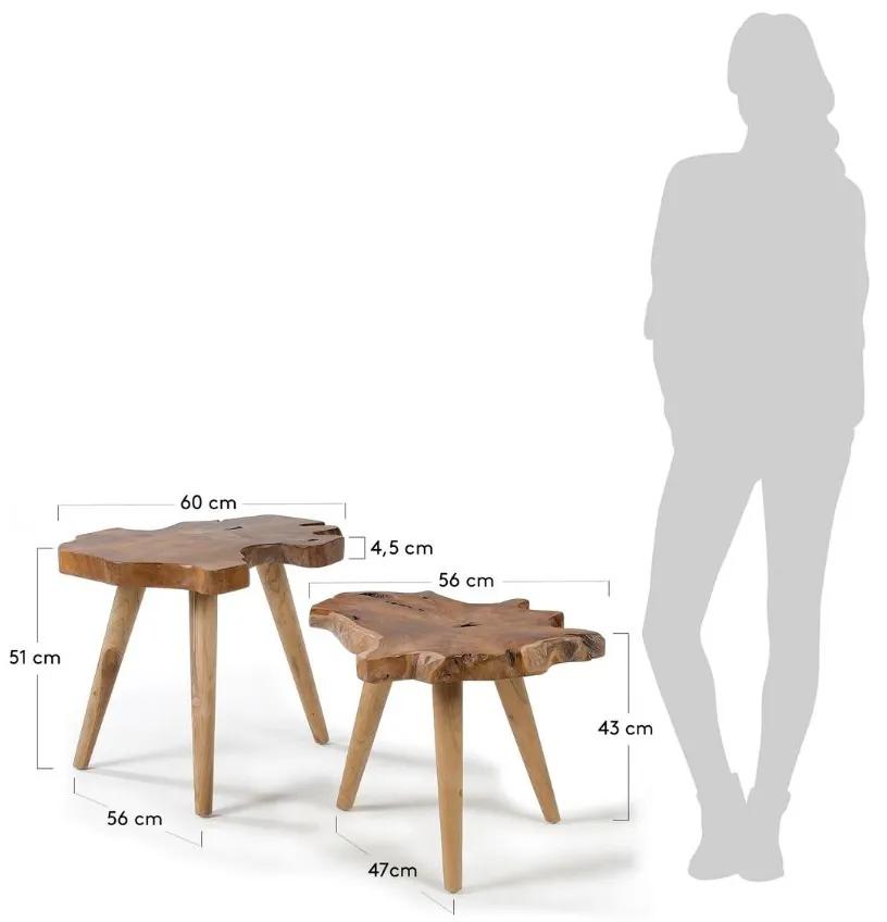Set dvou teakových stolků Kave Home Hattie 60/56 cm