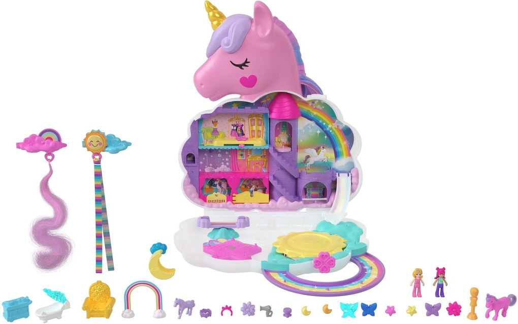 Polly pocket salón duhový jednorožec, mattel hkv51