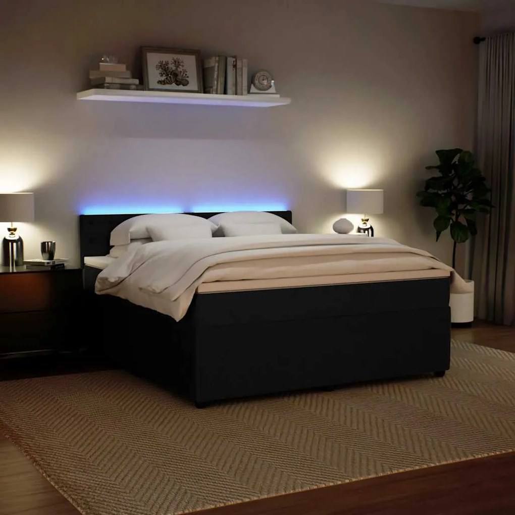 Box spring postel s matrací černá 180x200 cm samet 3290120