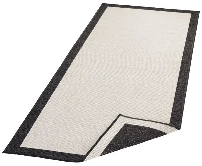 Hanse Home, Kusový koberec Twin-Wendeteppiche 103105 creme schwarz – na ven i na doma, 80x150, černobílá, chodba / předsíň