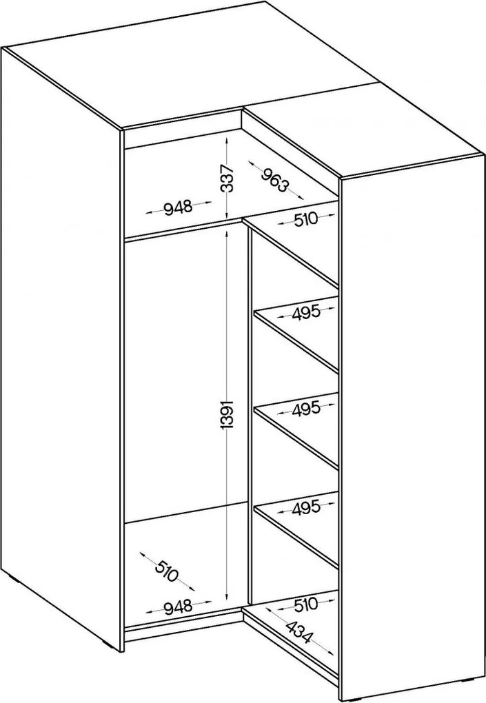 FALCO Šatní skříň Enja 2D rohová Odstín: Dub olejovaný