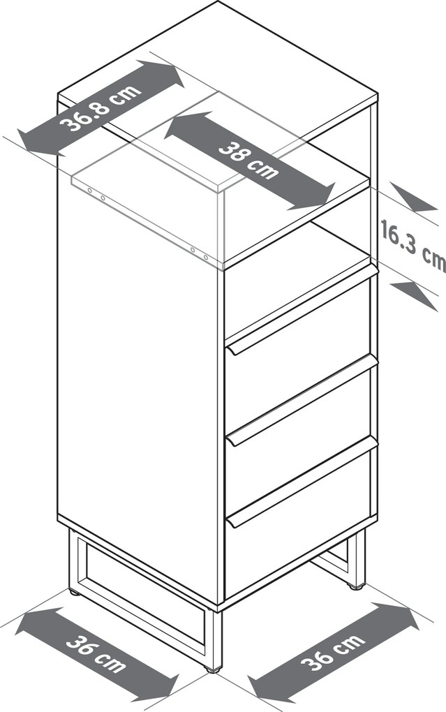 Tchibo - Zásuvkový regál »Leeg« se 3 zásuvkami - barva: šedá
