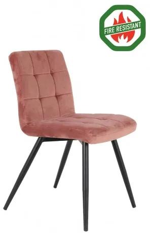 Jídelní židle OLIVE FR 50,5x44,5x82 cm samet růžový + černé nohy Light@Living 6752389FR