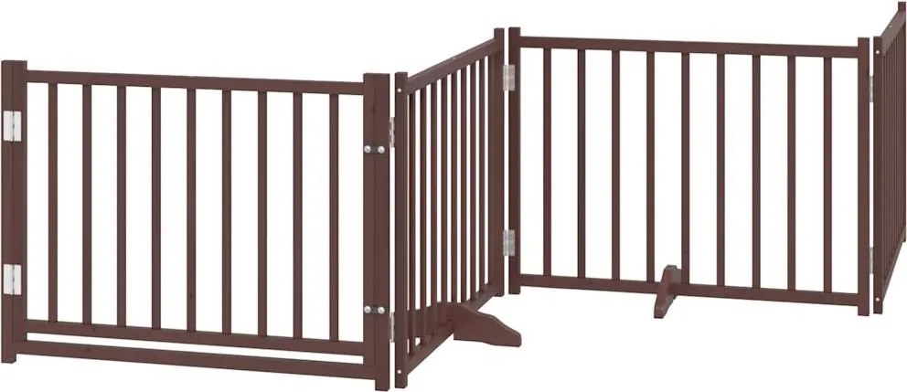 Zábrana pro psy s dvířky skládací 12 panelů hnědá 960 cm topol 3155748