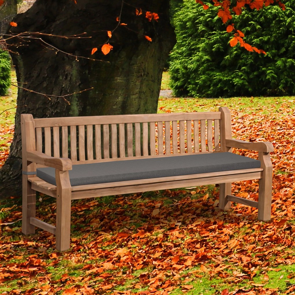 Teaková lavice Jackson s sedací polštář 200 cm + teak – tmavě šedá