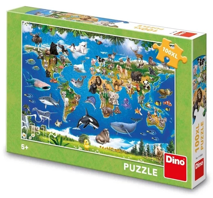 Dino Puzzle Mapa zvířat 100 XL dílků