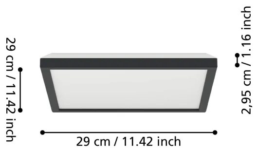 Eglo 901442-LED Koupelnové stropní svítidlo ROVITO 13,4W/230V 29x29cm IP44 černá