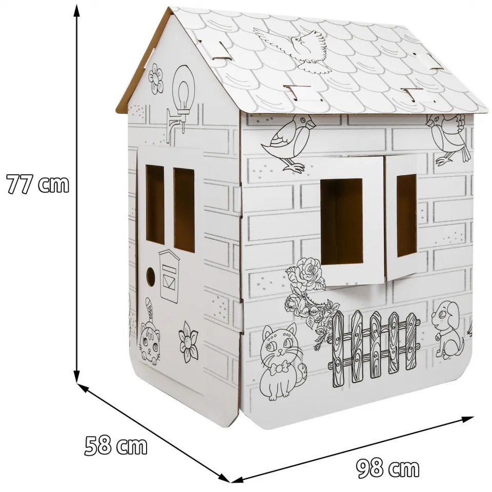 RKToys Kartonový domek na malování se zvířátky