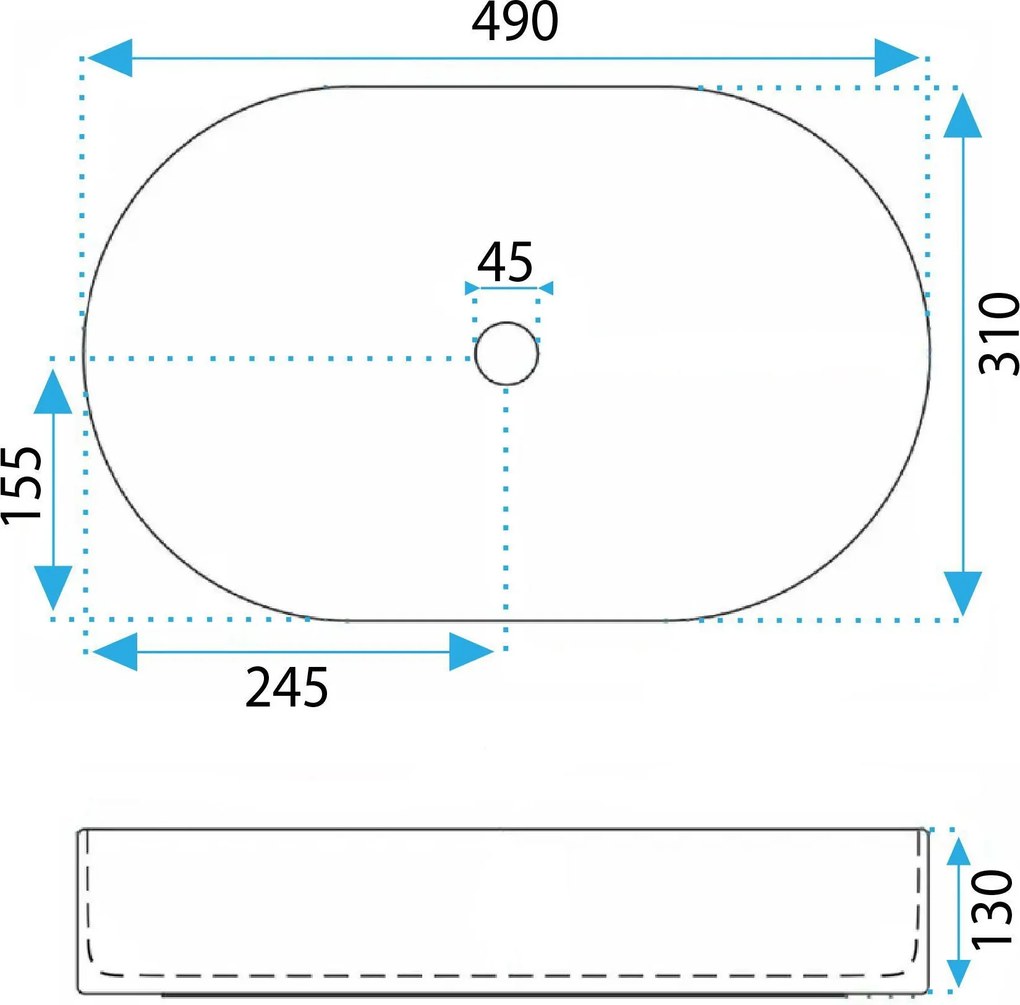 Rea Vanda, umyvadlo na desku 490x310x130 mm, světle zelená matná, REA-U3612