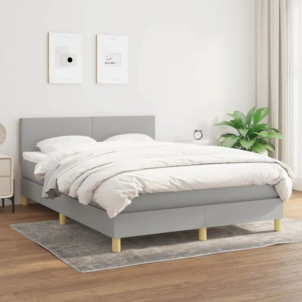 Box spring postel s matrací světle šedá 140 x 190 cm textil 3140449
