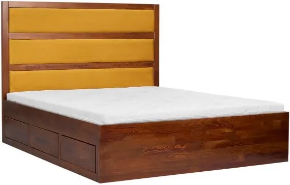 Dvoulůžková postel z masivního borovicového dřeva SKANDICA Magnus Dark, 140 x 200 cm