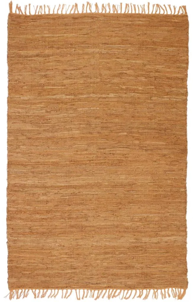 245227 vidaXL Ručně tkaný koberec Chindi kůže 190 x 280 cm snědý
