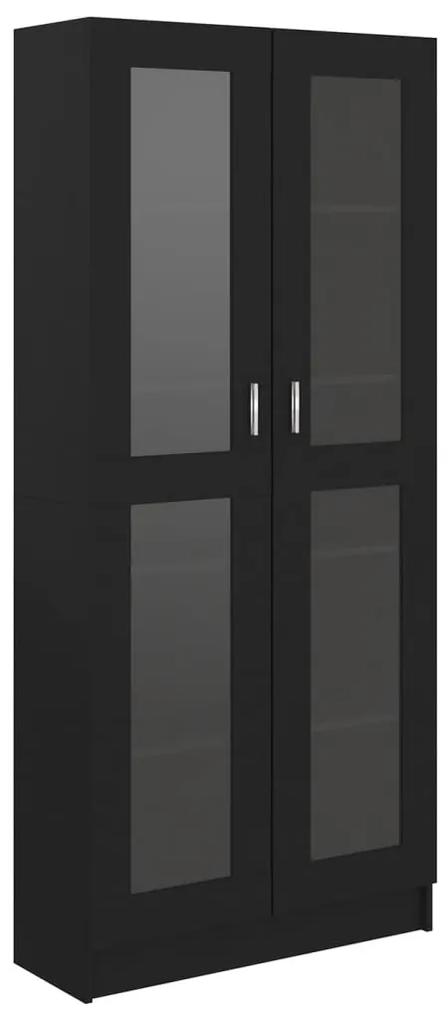 vidaXL Prosklená skříň černá 82,5 x 30,5 x 185,5cm dřevotříska