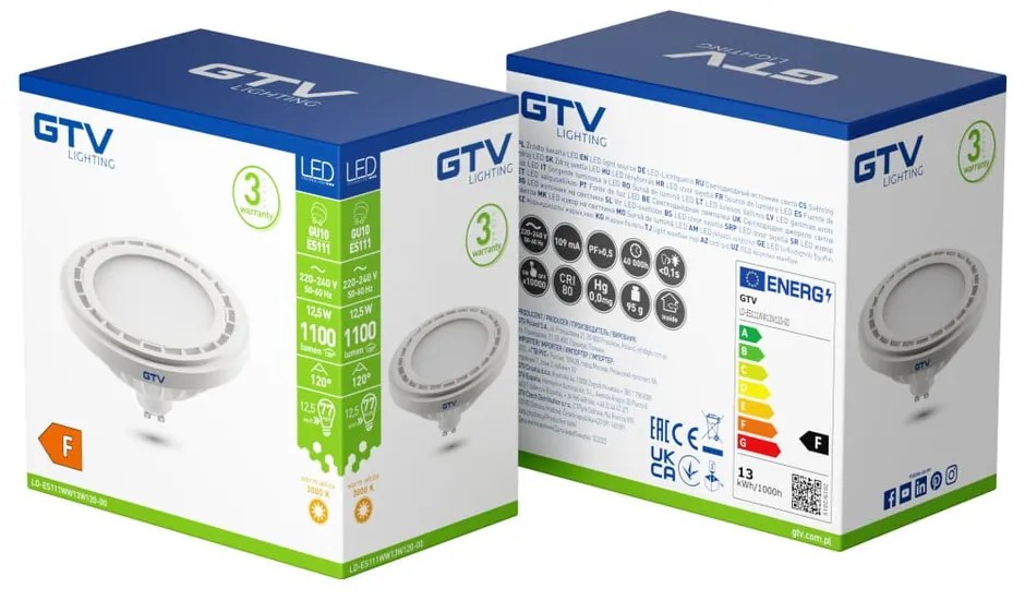 LED žárovka GU10, 12,5 W – GTV