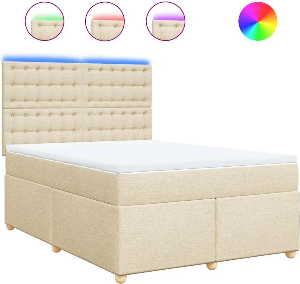 Box spring postel s matrací krémová 140x190 cm textil 3293594