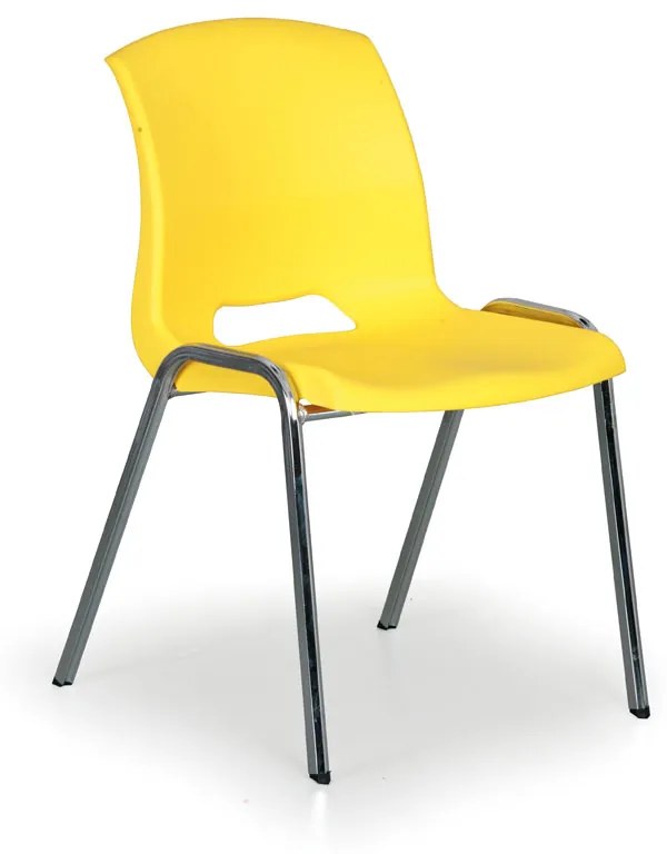 Plastová jídelní židle s kovovou konstrukcí CLEO, žlutá