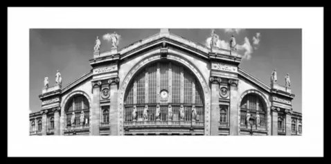 Rámovaný obraz Gare du Nord 80x40 cm, černobílý