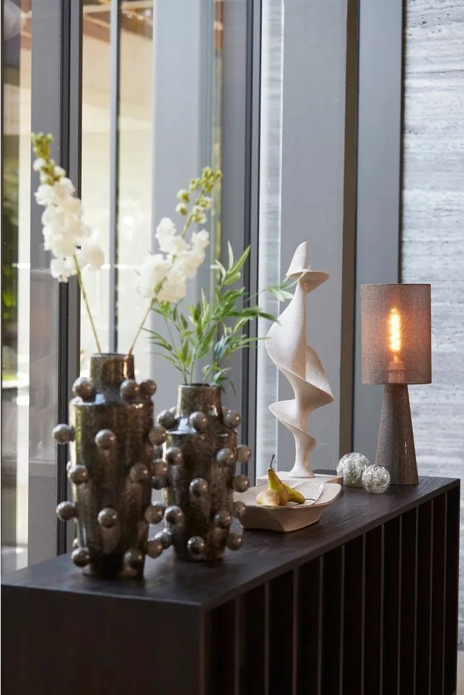 Hnědá stolní lampa s textilním stínidlem (výška 58 cm) Micky – Light & Living