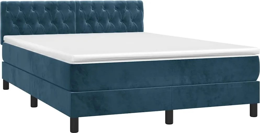 Box spring postel s matrací tmavě modrá 140x200 cm samet 3141489
