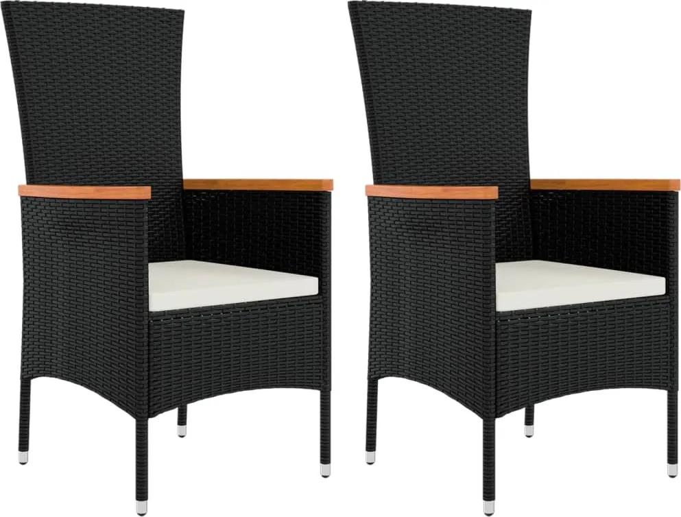 vidaXL Zahradní židle s poduškami 2 ks polyratan [319525] Barva: Černá