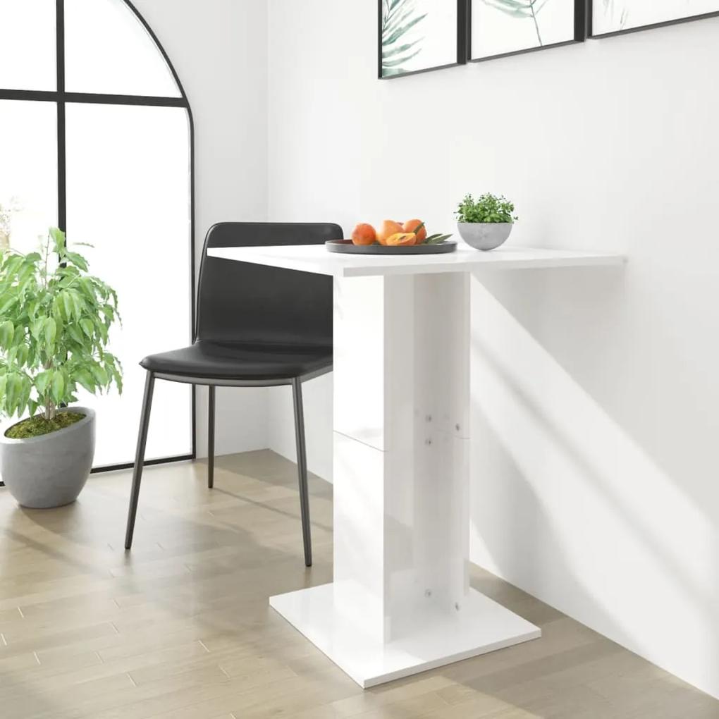 Bistro stolek bílý s vysokým leskem 60 x 60 x 75 cm dřevotříska - Default Title