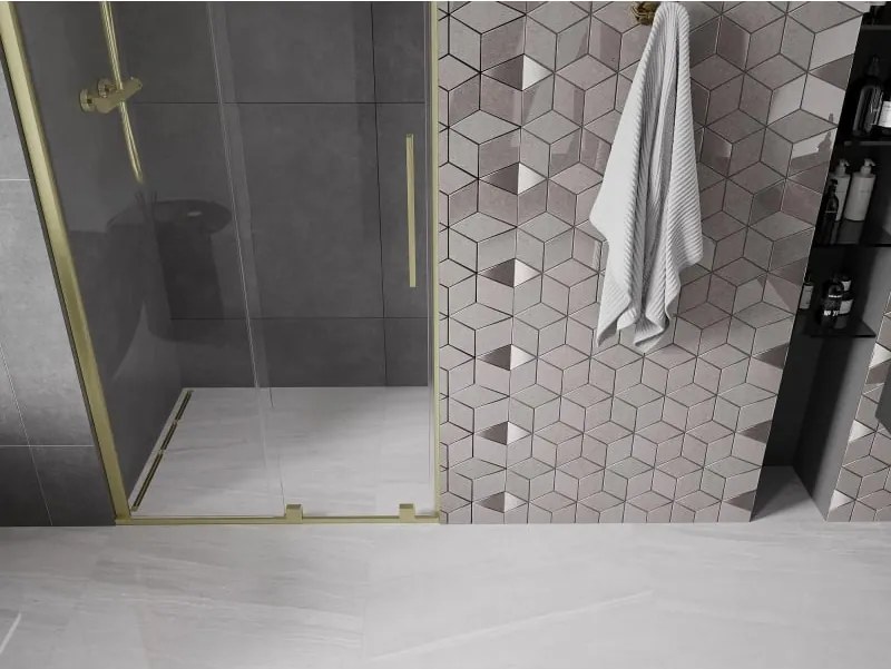 Mexen Velar posuvné sprchové dveře 110 cm, transparentní, zlaté kartáčované - 871-110-000-01-55
