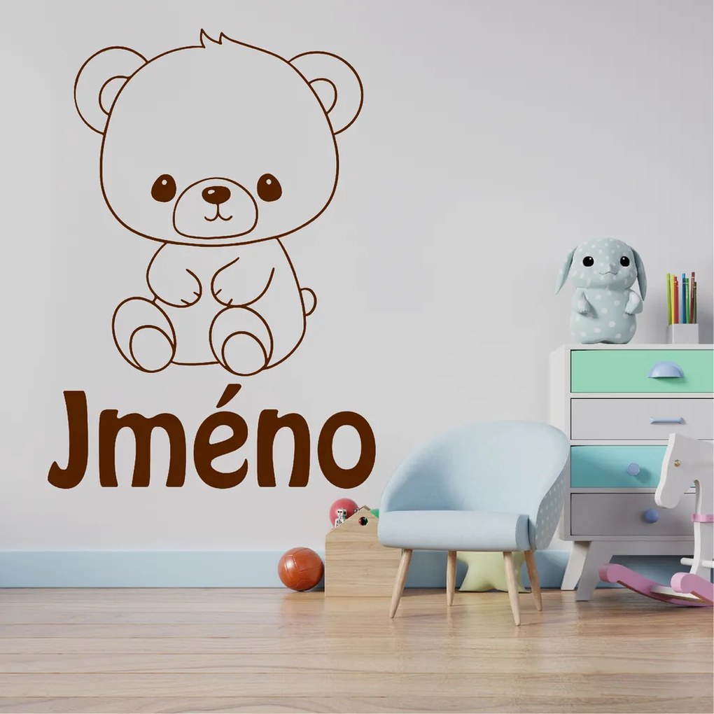 Živá Zeď Samolepka na zeď Medvídek se jménem Barva: černá
