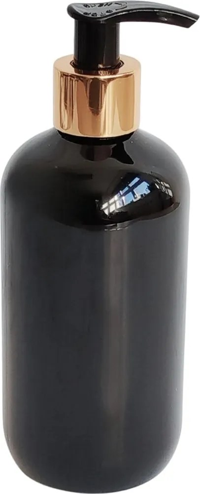 Dávkovač na mýdlo 300 ml černý s černo-zlatou pumpičkou BELA