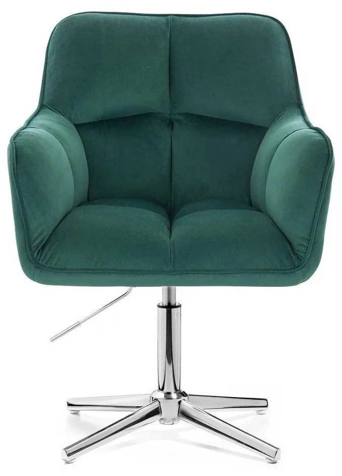 LuxuryForm DESIGN Otočné křeslo AMALFI VELUR na stříbrném kříži - zelené