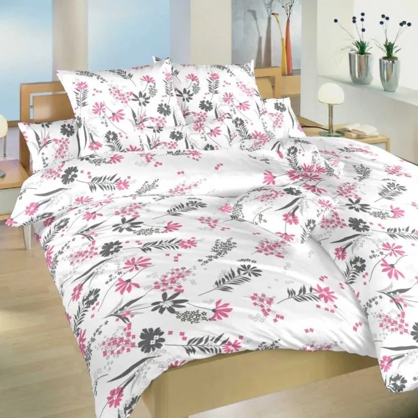 Dadka Povlečení bavlna Agáta růžová na bílém  200x200, 2x70x90 cm