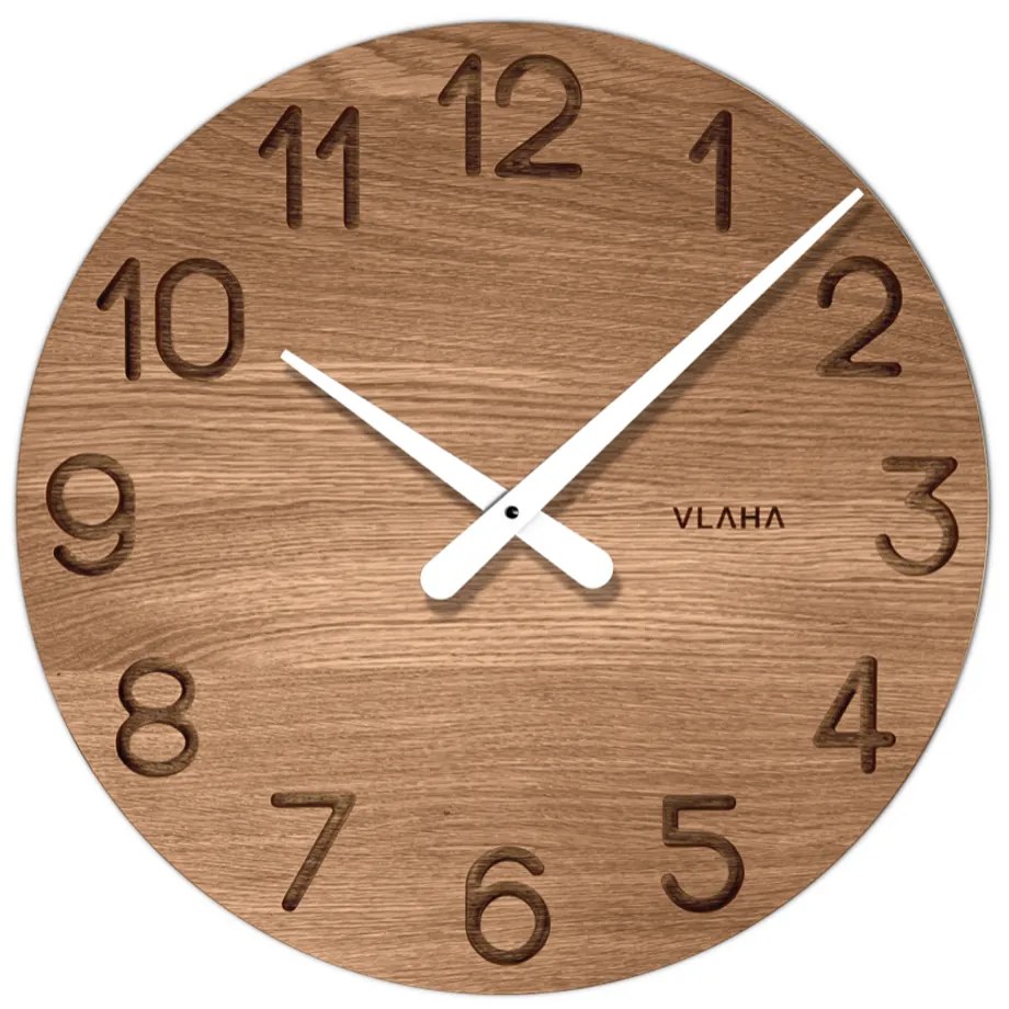 VLAHA Velké dřevěné hodiny OAK vyrobené v Čechách ⌀45cm VCT1133