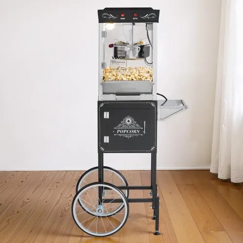Výrobník popcornu s vozíkem, Konvice z nerezové oceli o objemu 0,2 kg VEVOR – Černá