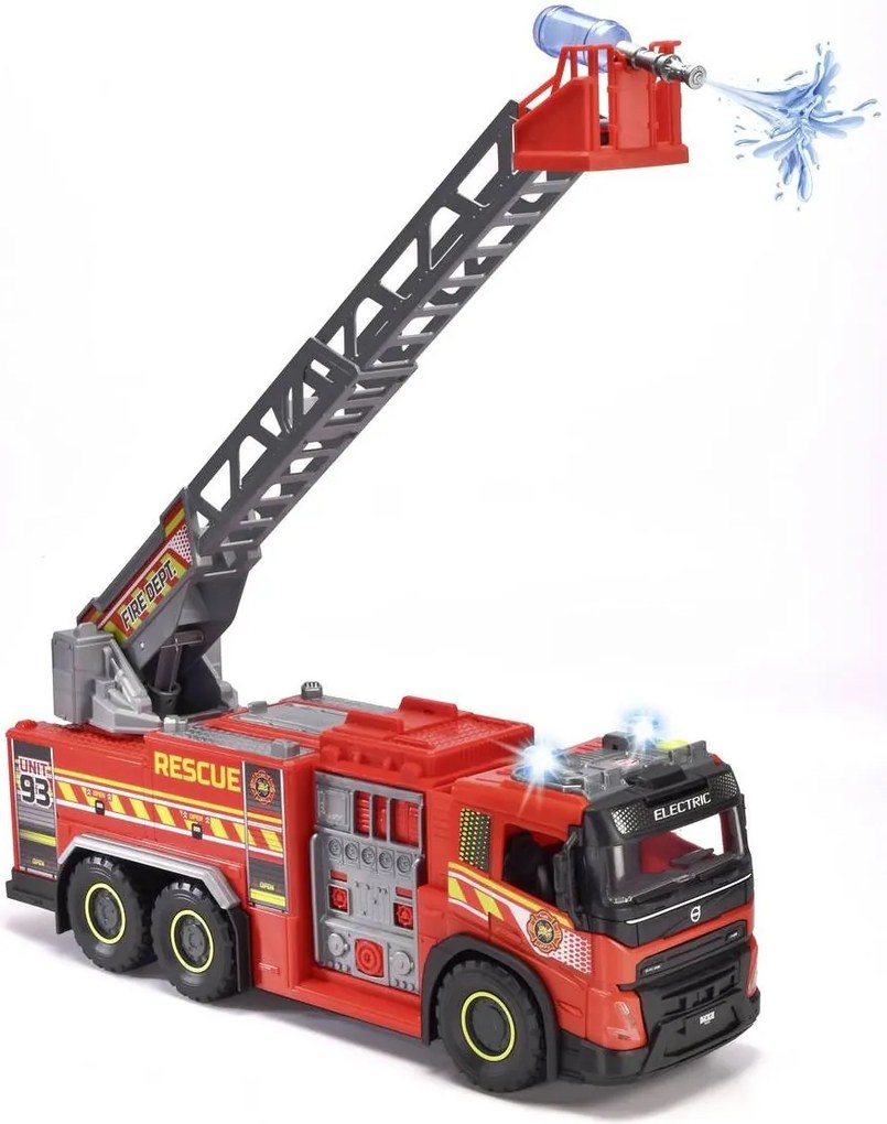 Dickie Toys Velké hasičské záchranné auto Volvo se světly, zvuky a stříkající vodou 57 cm