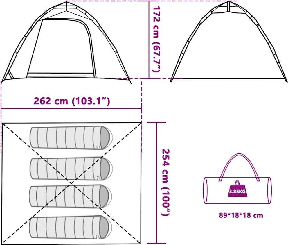 vidaXL Rybářský stan pro 4 osoby rychloupínací [4005327] Barva: Olivově zelená