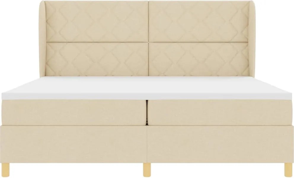 Postel s boxspringem s čelo Krémová 200 x 200 cm textil 3340842