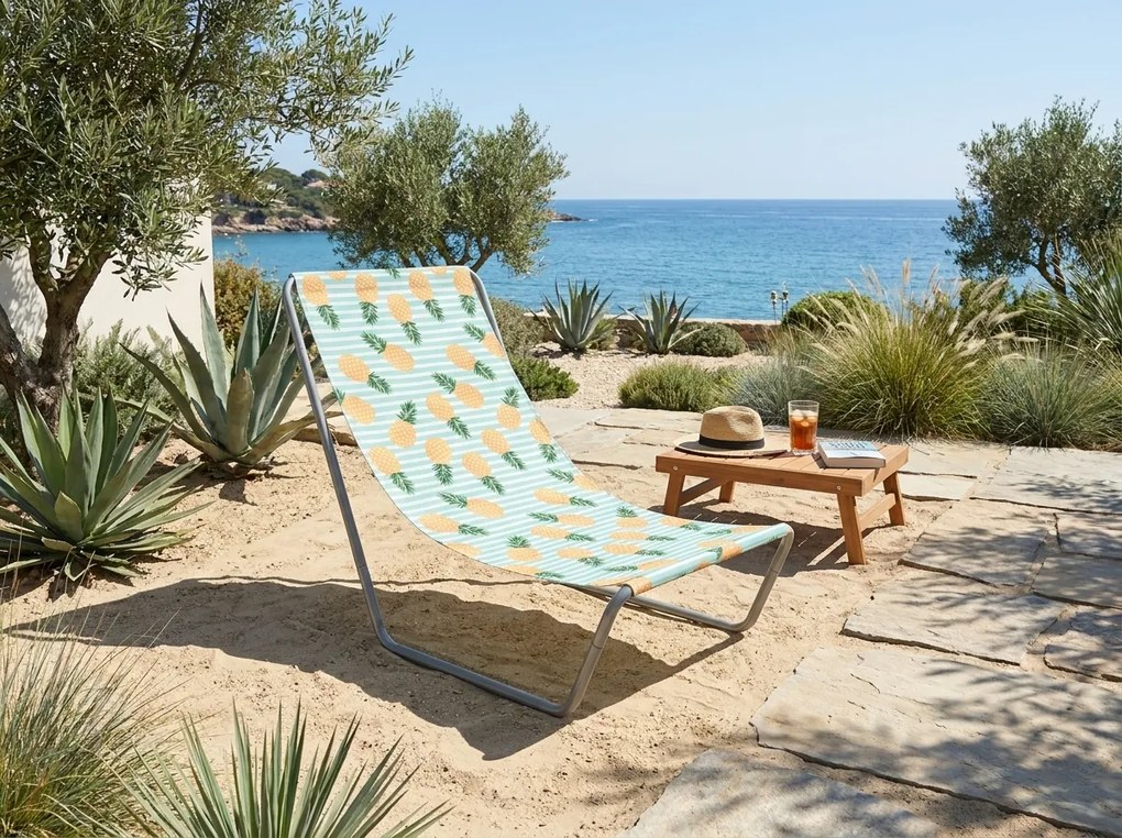 Skládací plážové lehátko SAND PINEAPPLE, barevné