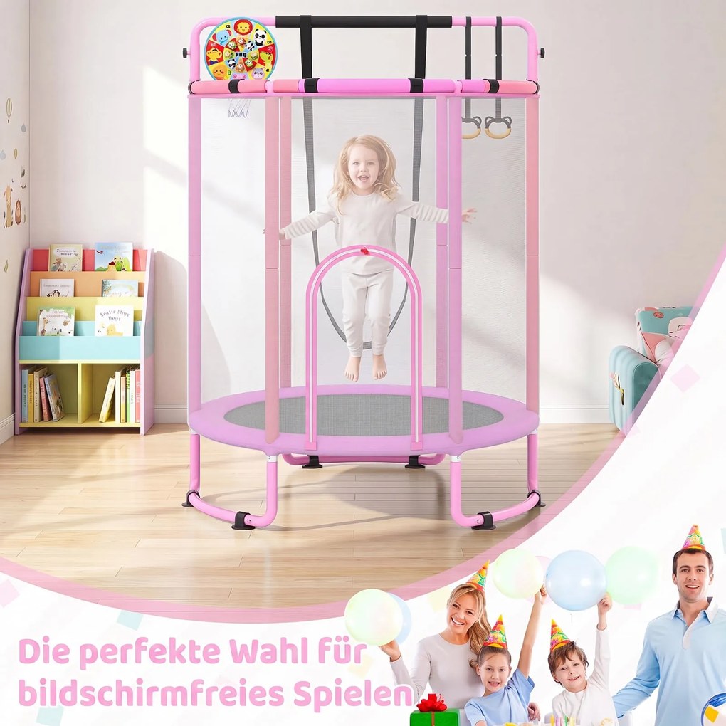 Costway Trampolína pro děti 154 cm 6 v 1 Dětská trampolína s – růžový